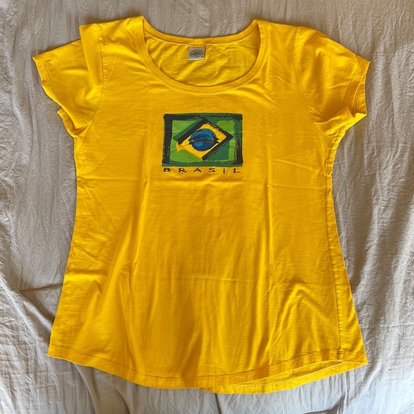Tops | 2 For 15 Br Brasil Tourism Tee Shirt Verde Amarela | Poshmark
